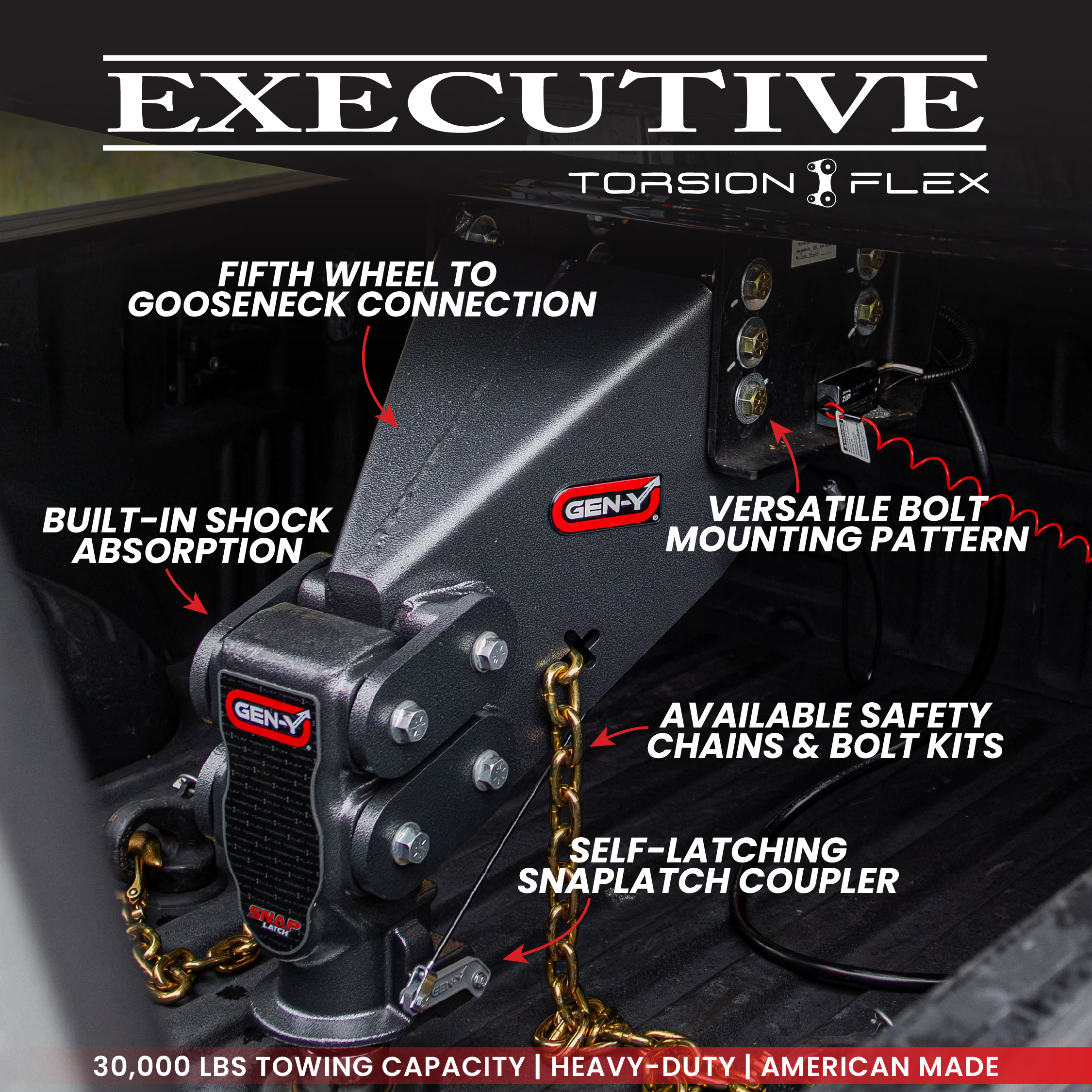 Executive 5th Wheel King Pin Replacement w/ SnapLatch Gooseneck Coupler ...